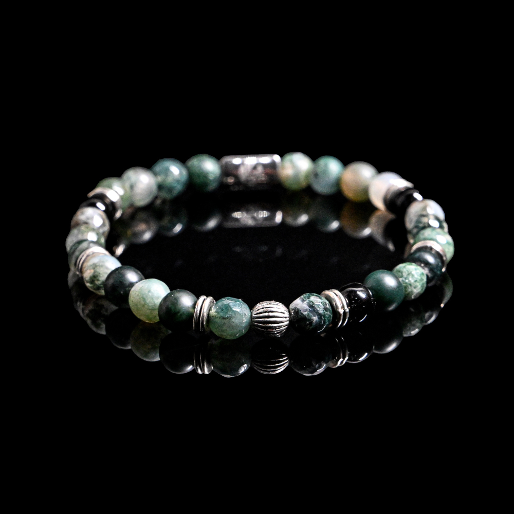 LE015 - Limited Edition - Natural Matte Green Jade with Black Tourmali ...